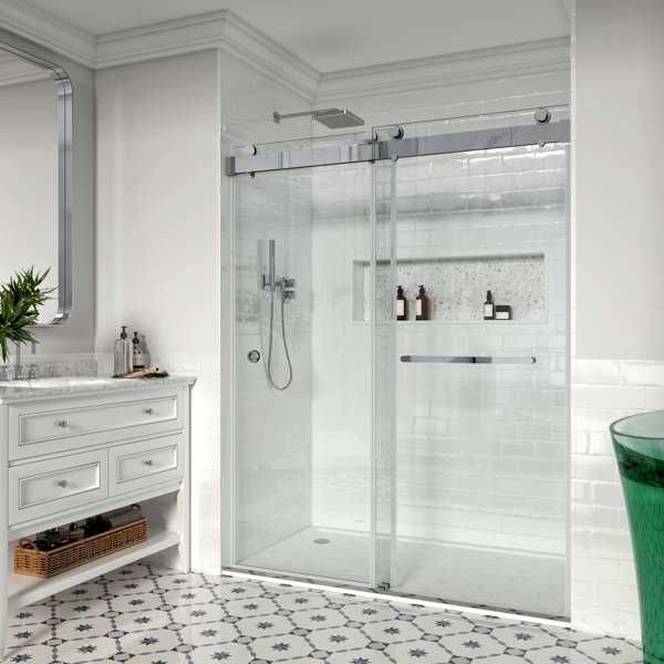 MCOCOD 72 - W x 76 H Double Sliding Frameless Shower Door with Smooth Sliding and 3/8 in. Clear ...